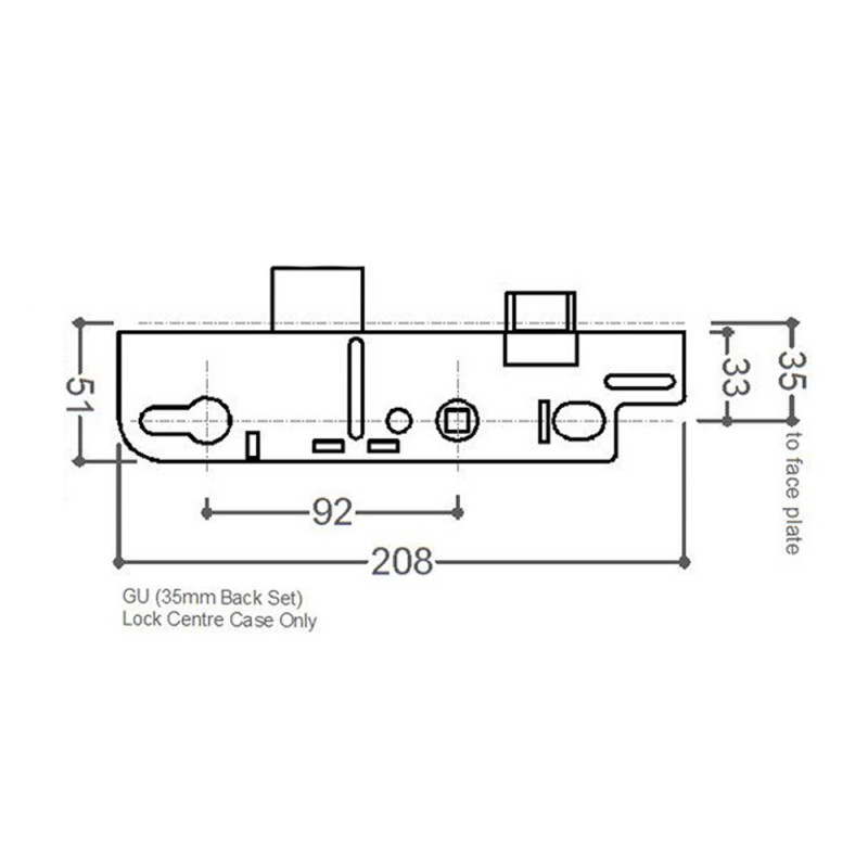 Old Type GU 35mm Backset Latch Deadbolt Single Spindle Door Lock Centre ...