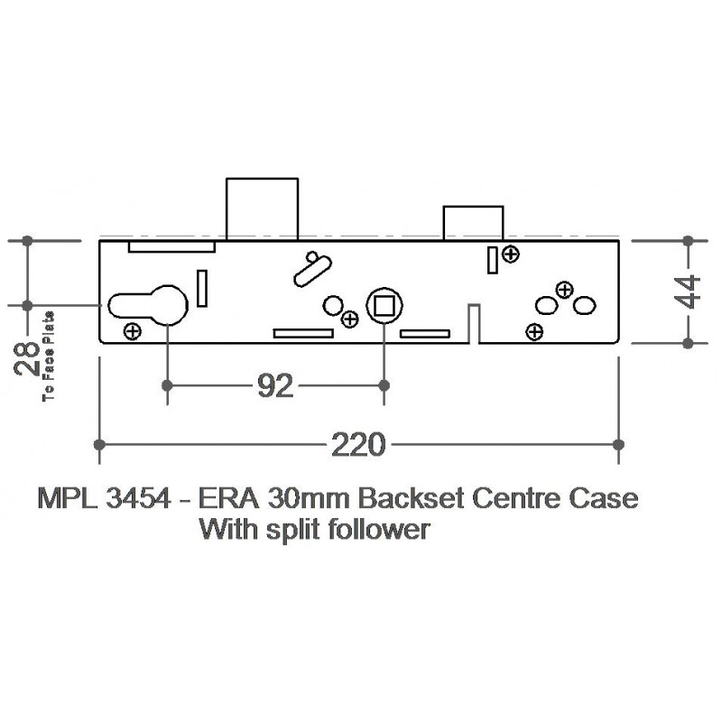 ERA / Saracen 30mm Backset Split Spindle Door Lock Centre Case
